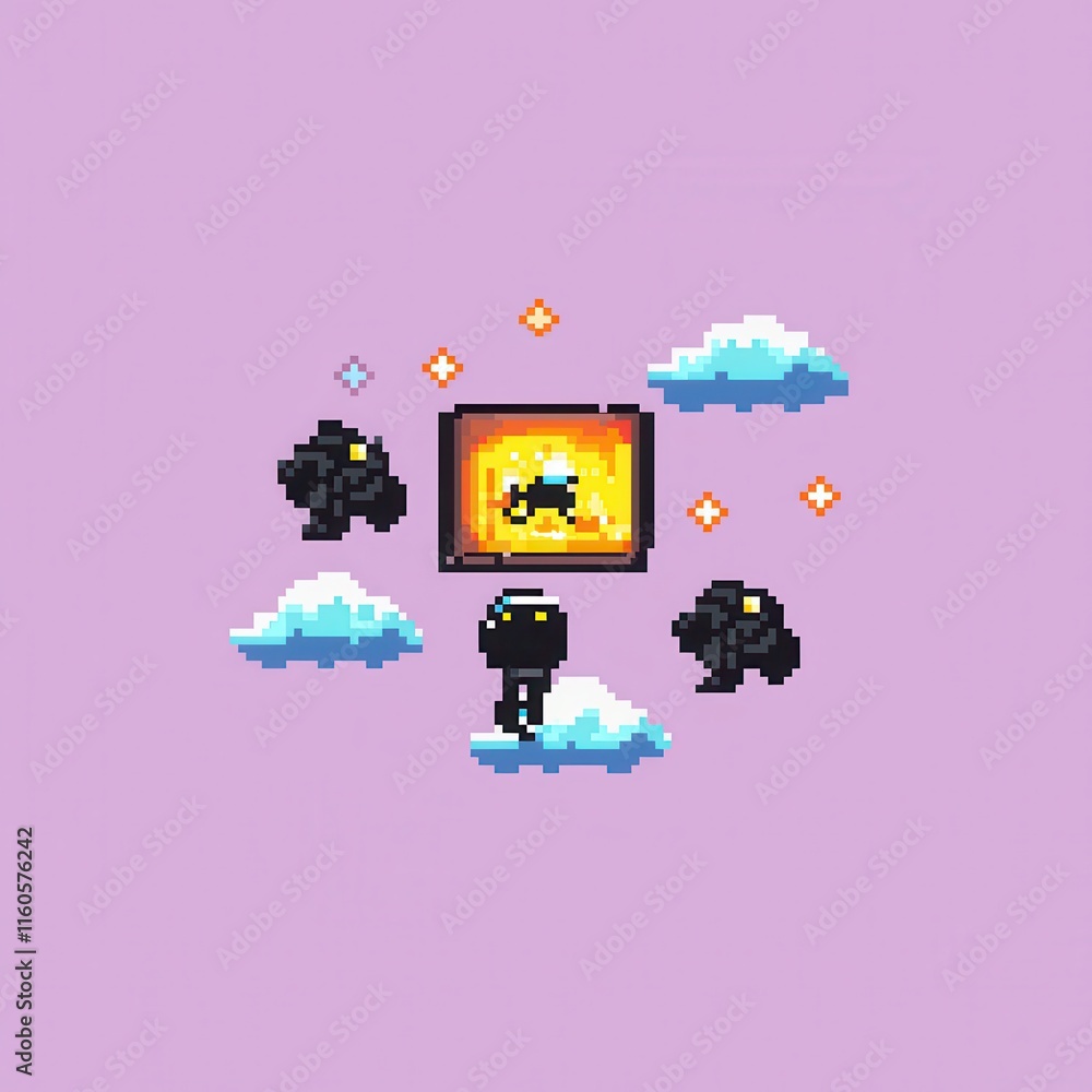 20241228122317list 35 A playful 8-bit pixel art of a glowing pixelated ...