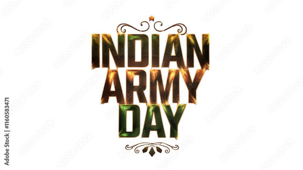 Minimalistic text design for Indian Army Day, isolated on transparent ...
