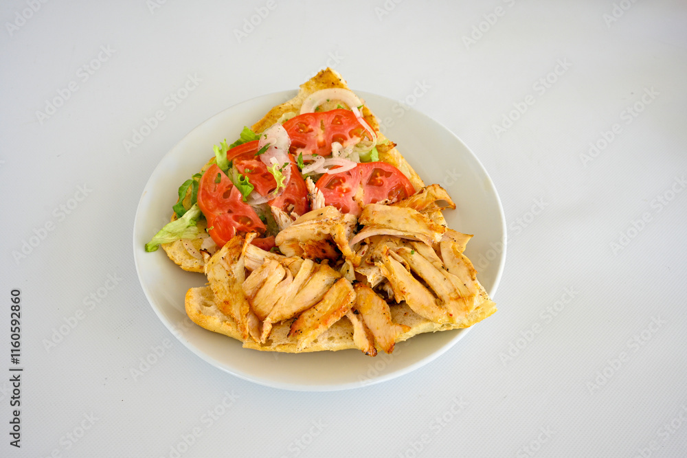 Meat Chicken Doner, between bread (Turkish Name : ekmek arasi et doner ...
