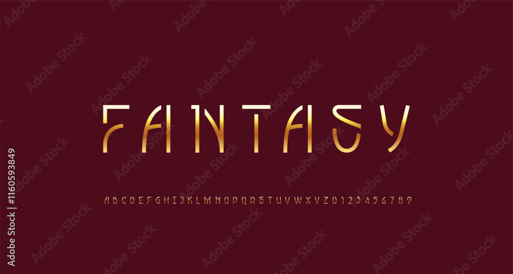 Modern font stencil alphabet made golden stencil style, uppercase ...