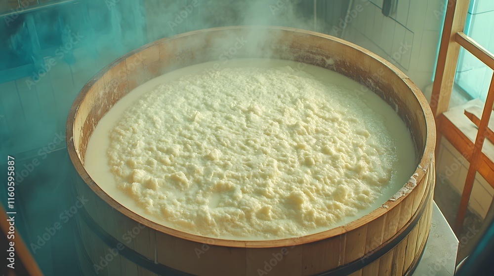 ภาพถ่าย Stock Traditional Cheese Making Process in Artisan Workshop ...