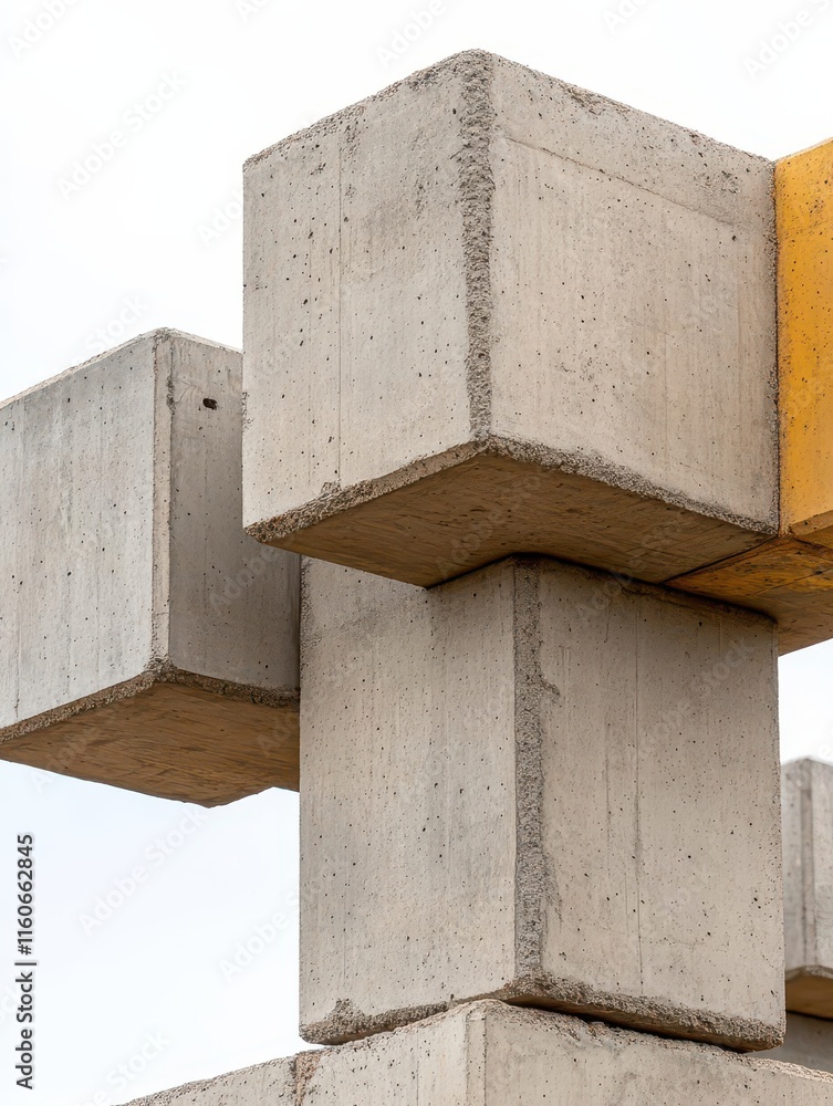Raw brutalist architecture features rough concrete blocks in harsh ...
