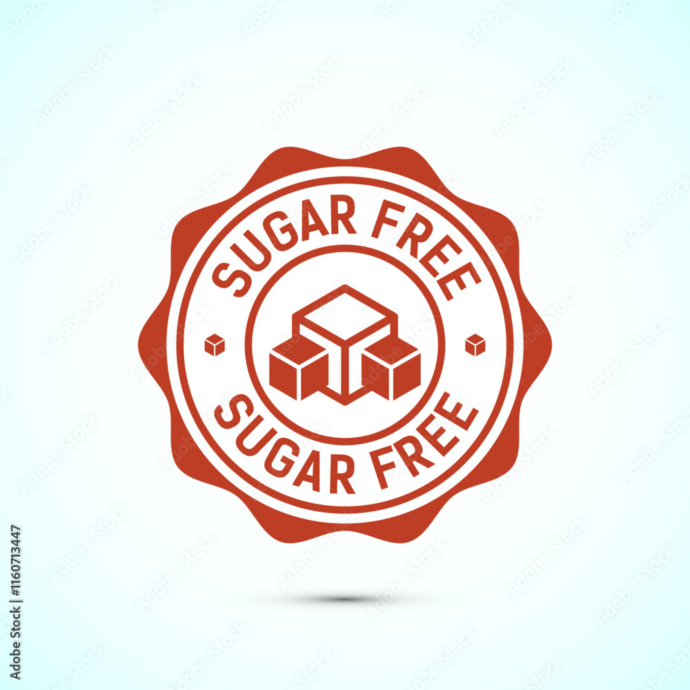 Sugar free icon badge label or sticker. Diabetic icon. No sugar symbol ...