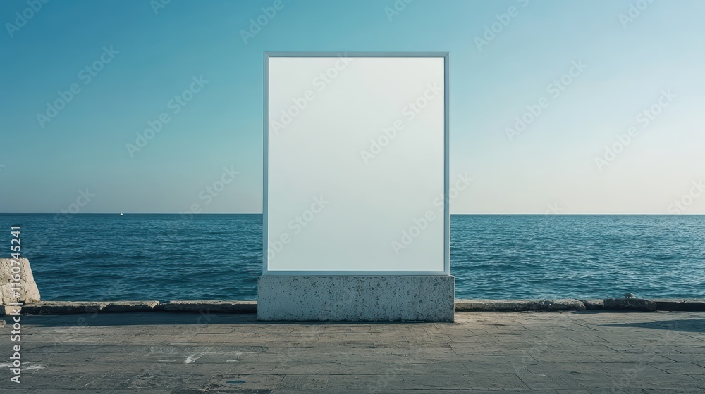billboard or blank poster, blank white mast banner mockup, front view ...