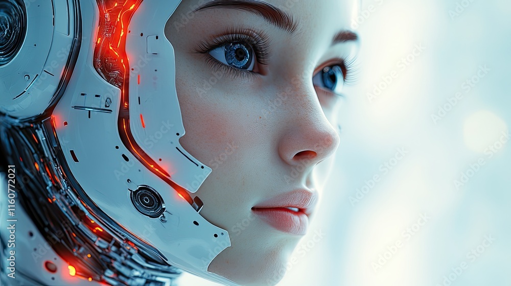 Android robot cyborg avatar design for AI technology, science, metaverse, 3D character ...