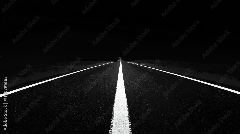 Tarred road logo with center lines disappearing to infinity in a ...