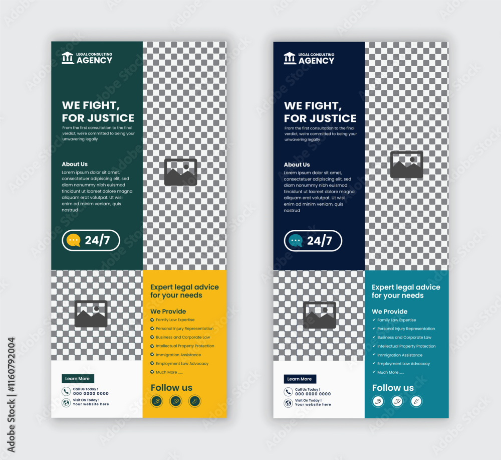 Law firm service DL flyer, law agency advertising rack card, and law ...