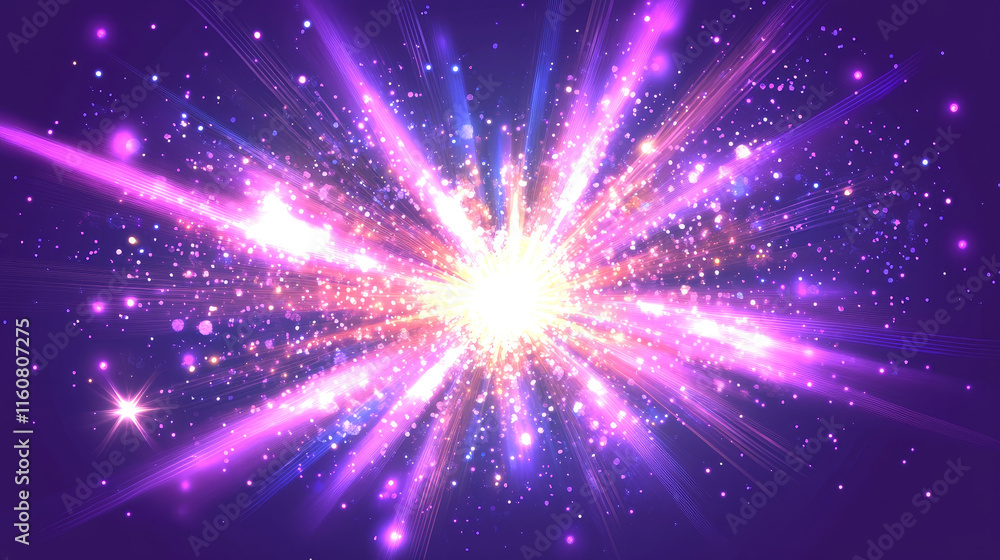Light flare or star explosion with glowing sparkles and lens flare ...