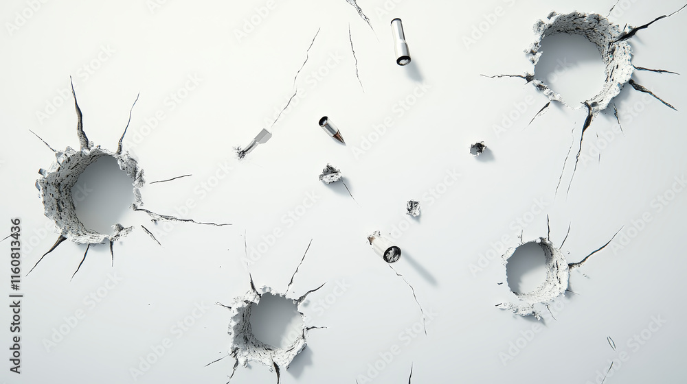 Isolated bullet holes on transparent background, gun bullet marks ...