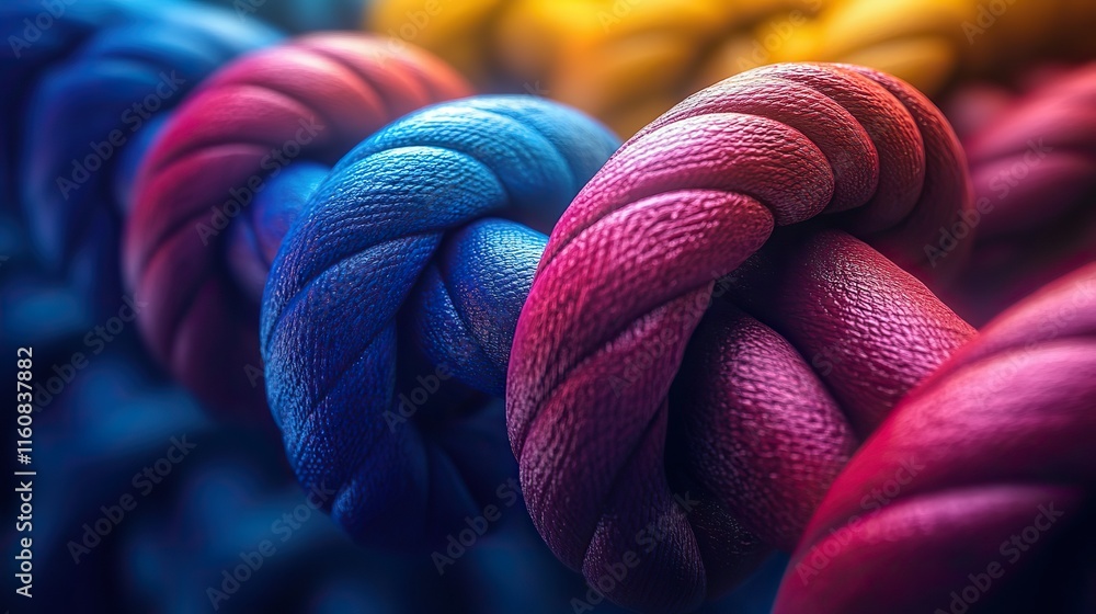 Neon color rope, chain network knot texture, support, safety, strong ...