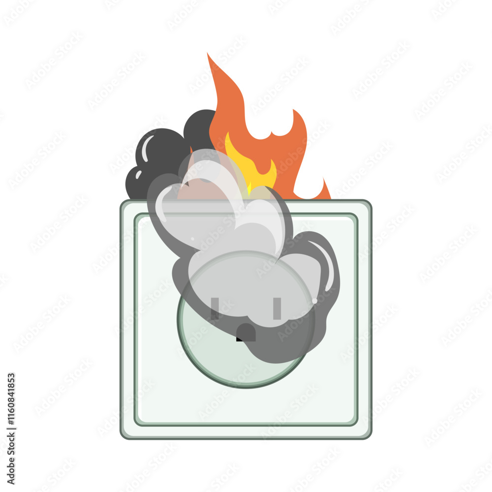 wiring short circuit fire cartoon. sparks insulation, arcing breaker ...