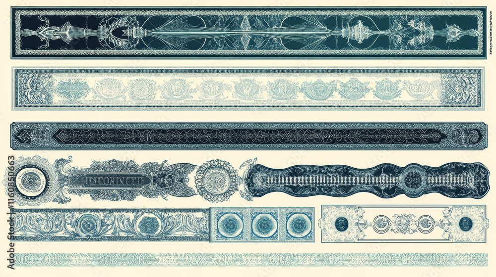 Guilloche borders, bank money, diploma and certificate security frames ...