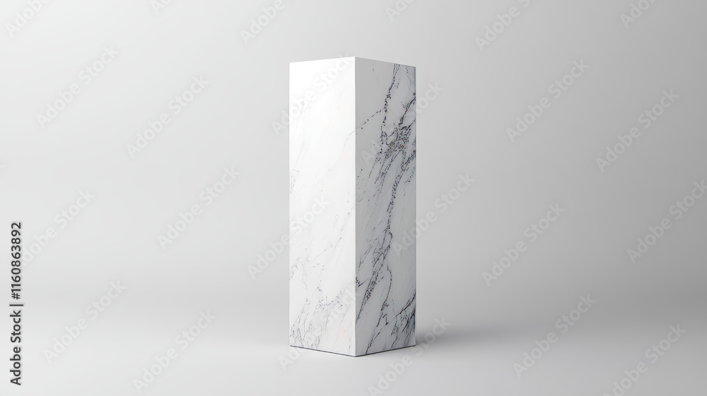 3d white marble stone podium pedestal, isolated platform display stand ...