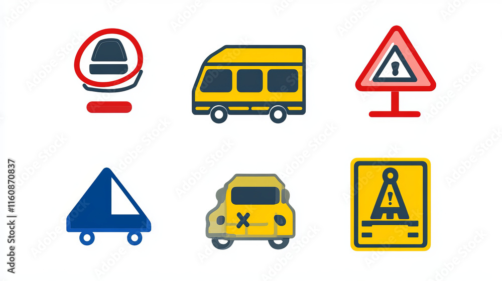 Road symbols and pictograms for transportation design, such a logo idea ...