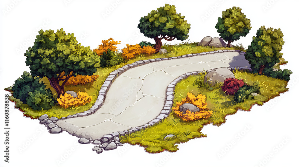 Curving tarred road or highway icon logo with center markings with ...