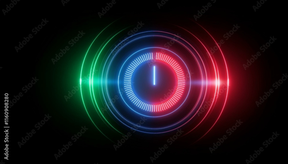 Neon Power Button: Futuristic interface element with vibrant neon ...