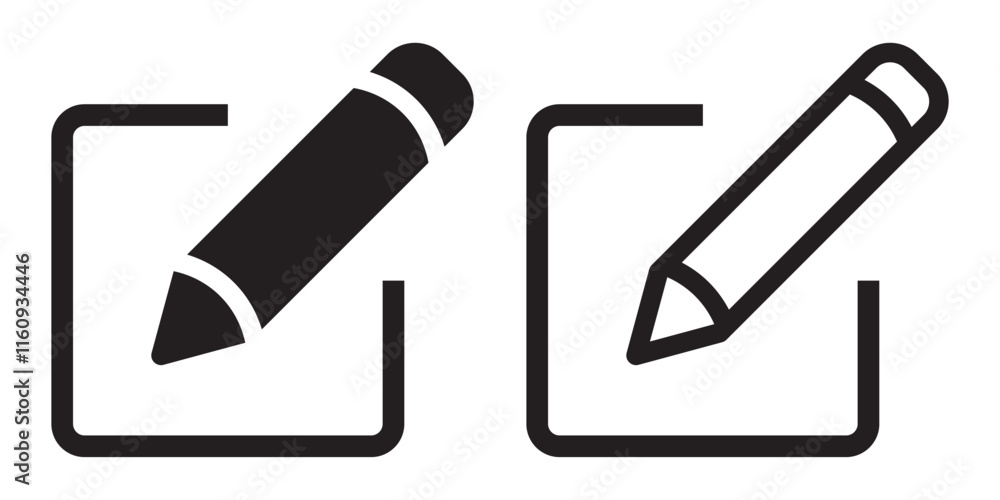 Edit icon collection. Modify document symbol. Text editing icon. Pencil ...