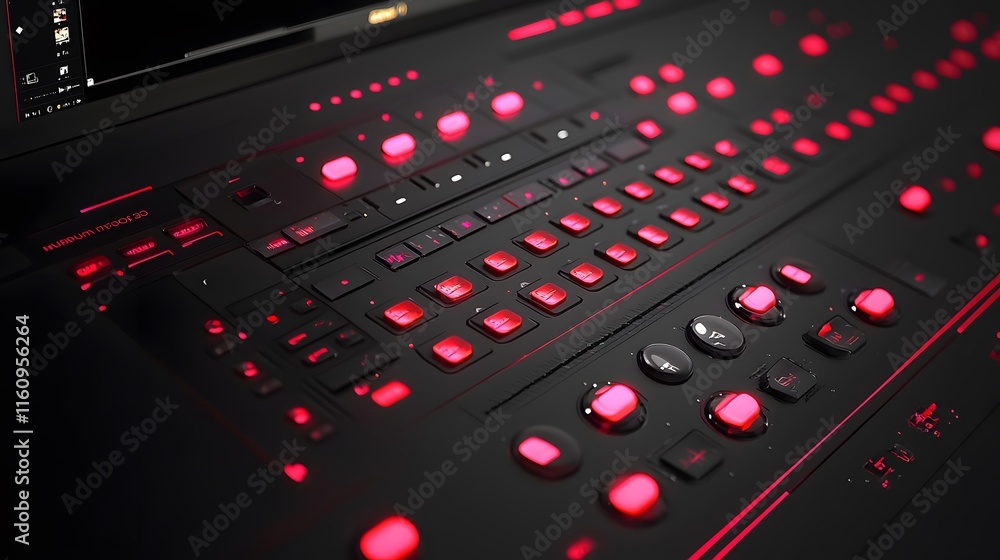 Illuminated Control Panel of a Modern Audio Mixer Stock Photo | Adobe Stock