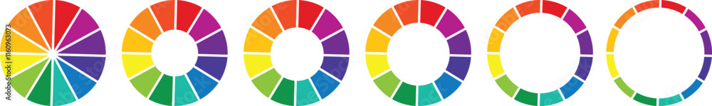 Color wheel vector set. Color wheel guide.RGB and CMYK colors chart ...