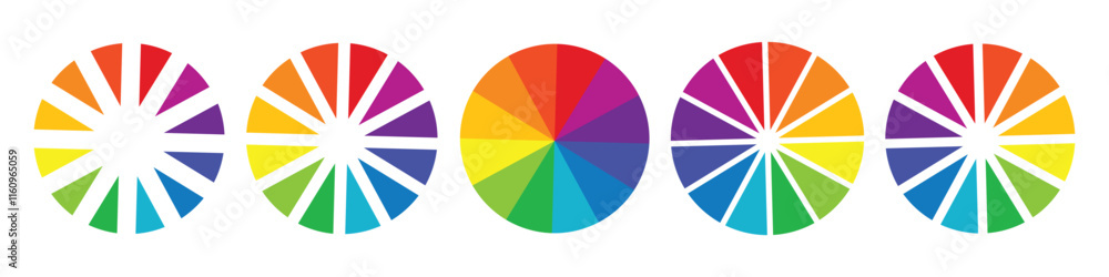 Color wheel vector. Circular gradient spectrum. Vibrant rainbow segment ...