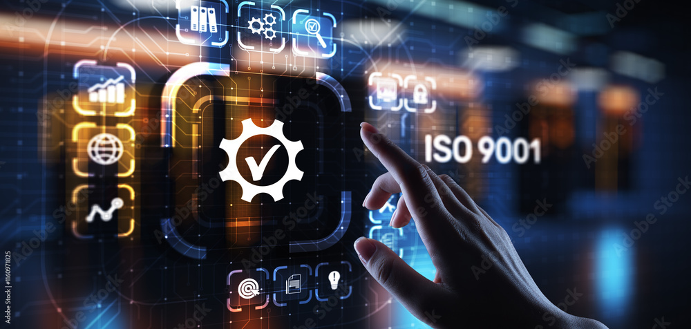 ISO 9001 Standards quality control business technology concept on virtual screen. Stock Photo ...