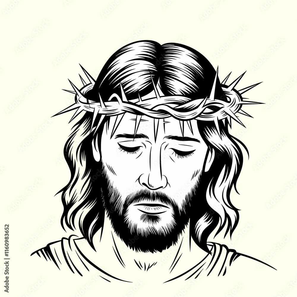 Image vectorielle Stock Jesus crown of thorn, Jesus and Cross Laser Cut ...