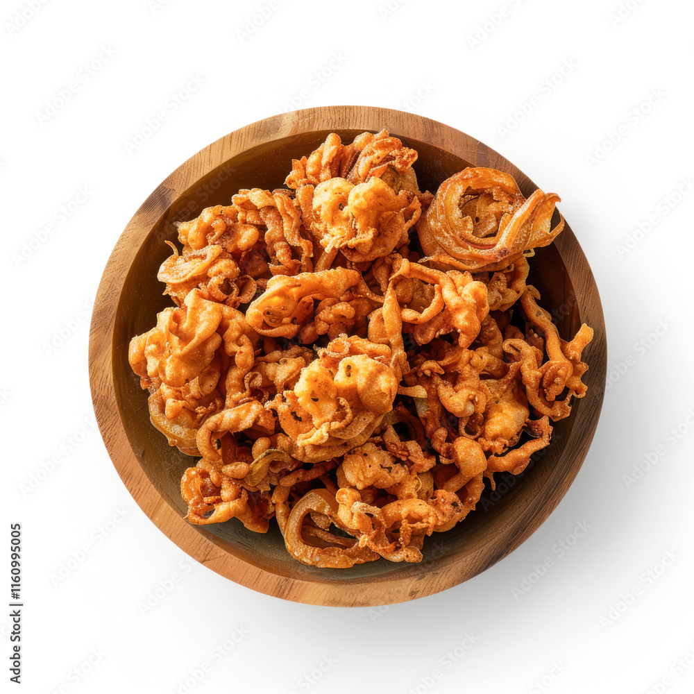 Indian street food snack called pakoda making gram flour and onion ...