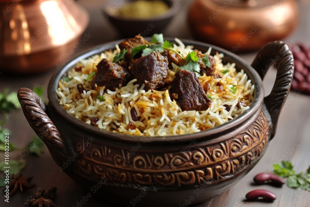 Authentic Indian mutton biryani in traditional clay pot: delicious ...