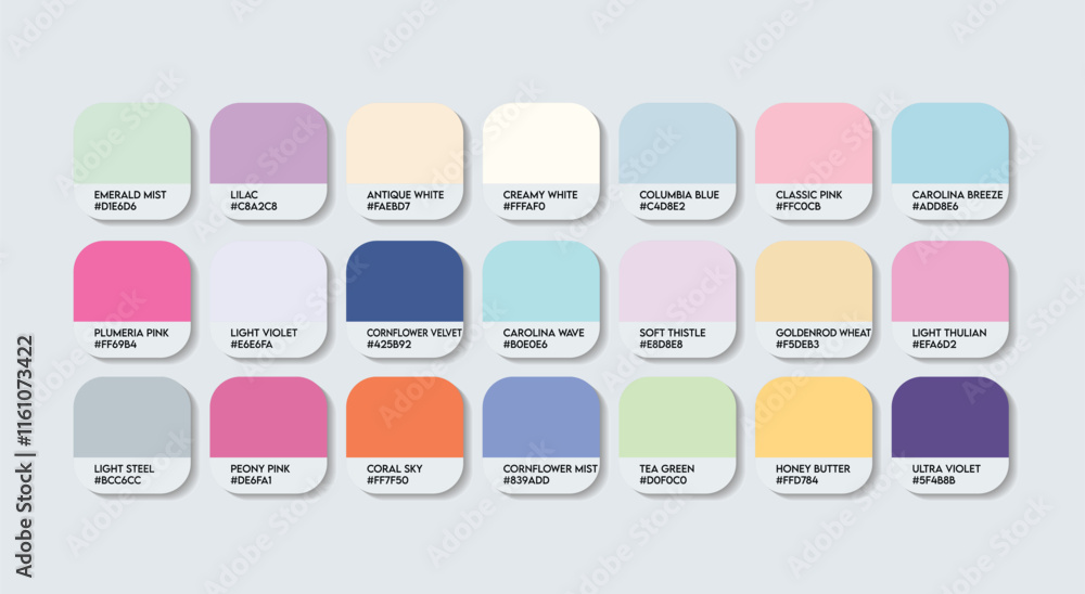 Pastel Color Palette in RGB HEX, Catalog Samples of Boring colors ...