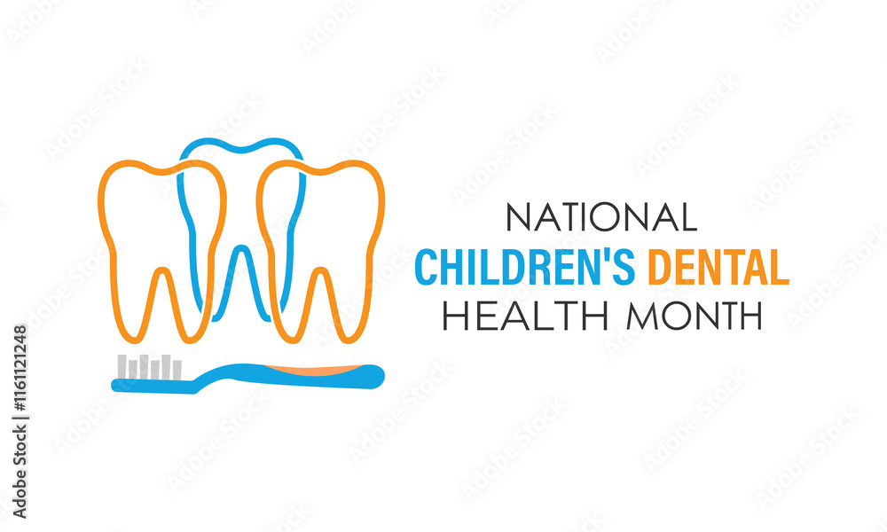 National Children s Dental Health Month vector Banner poster, flyer and ...
