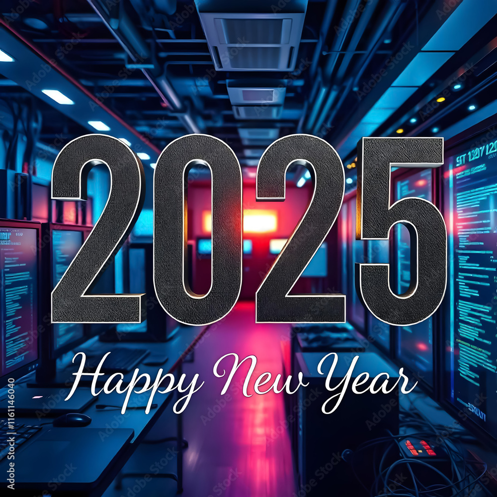 Dynamic IT Company Design for New Year 2025, Featuring Bold '2025' and ...