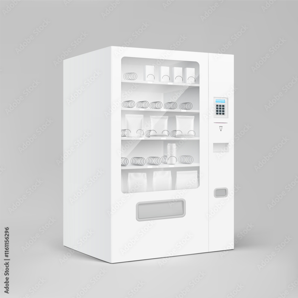 Snack vending machine mockup. Vector illustration isolated on grey ...