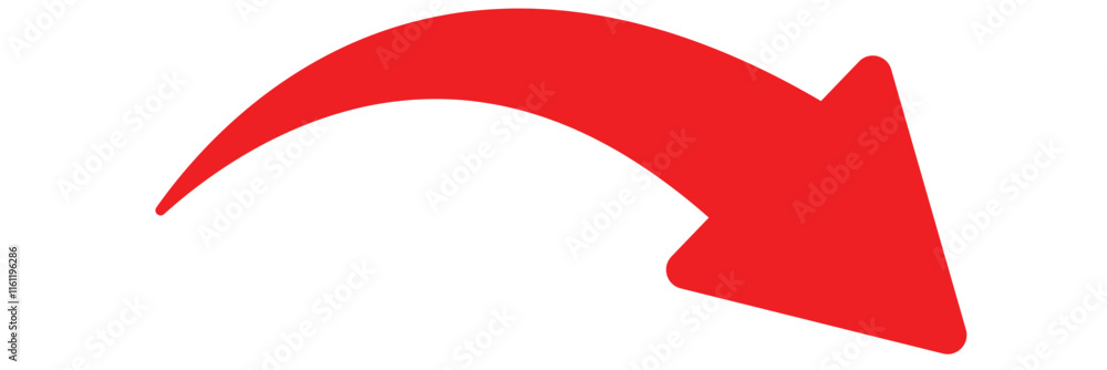 Red curve arrow icon. Red arrow icon on white background. Flat style ...