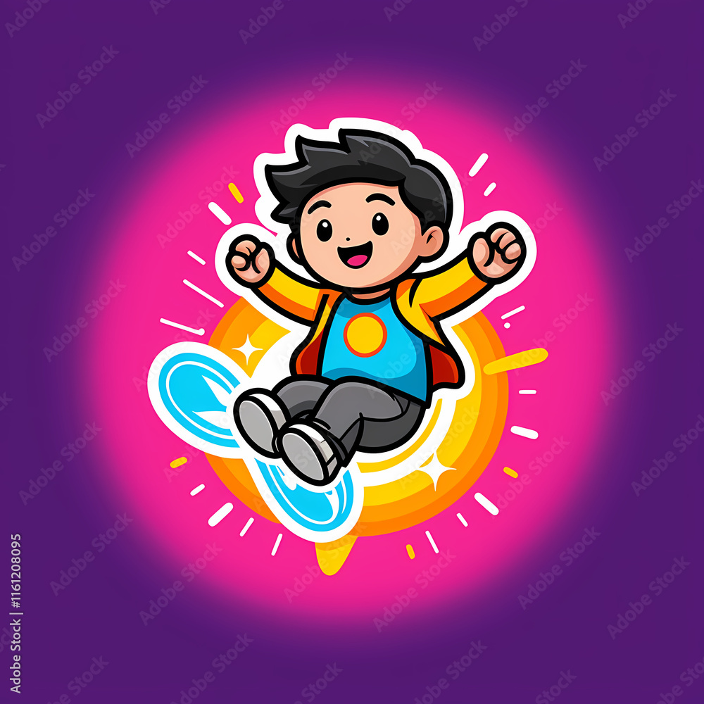 girl in a jump boy icon logo vector illustration cartoon design banner ...