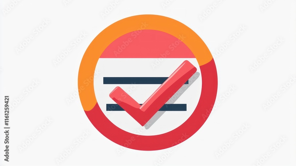 Checklist Icon: A vibrant circular checklist design featuring a bold ...