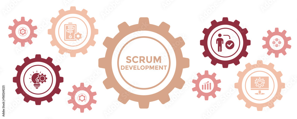 SCRUM DEVELOPMENT Banner Vector Concept with Icons for Agile ...