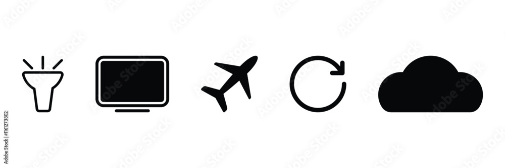 Status bar icons in black. Mobile interface top bar icon set. Stock ...