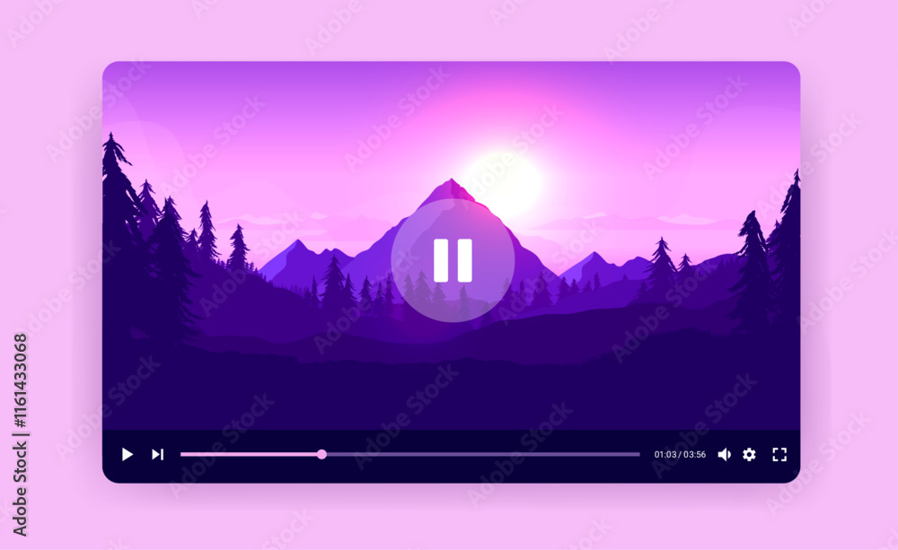 Online video player window frame - Watching tube channel multimedia ...