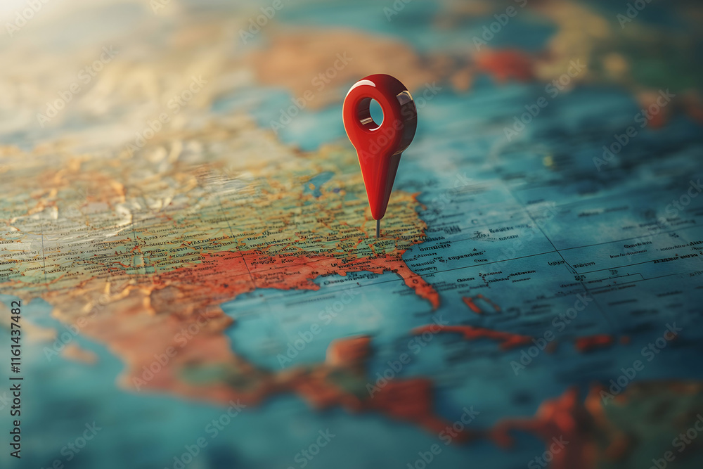 Political map with a red pin marking a location, suitable for business ...