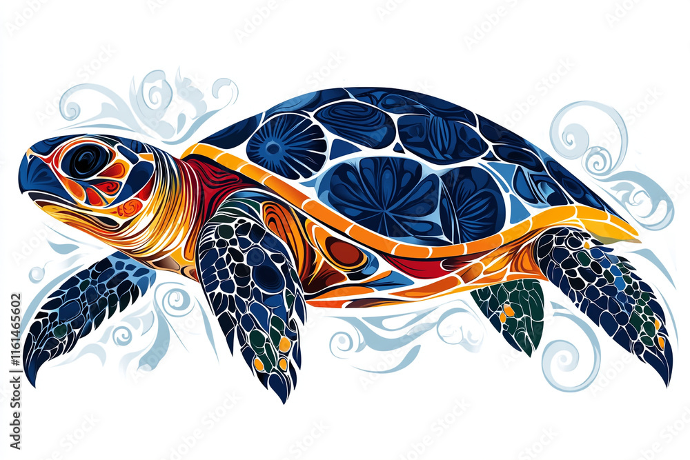 Turtle Indian art. A stylized turtle in watercolor technique. Turtle ...