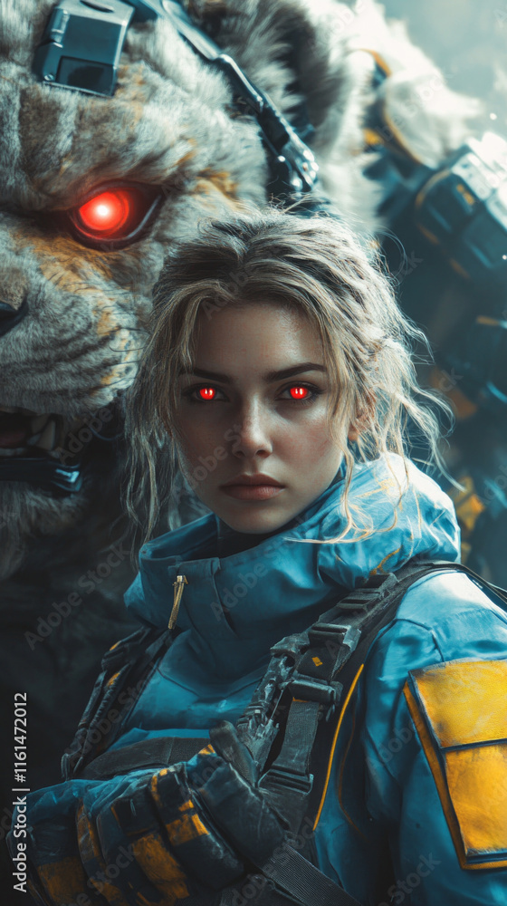 brave Ukraine female soldier dons blue and yellow tactical gear eyes ...