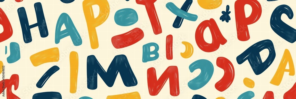 Stylized alphabet forms a playful pattern filled with vibrant colors ...