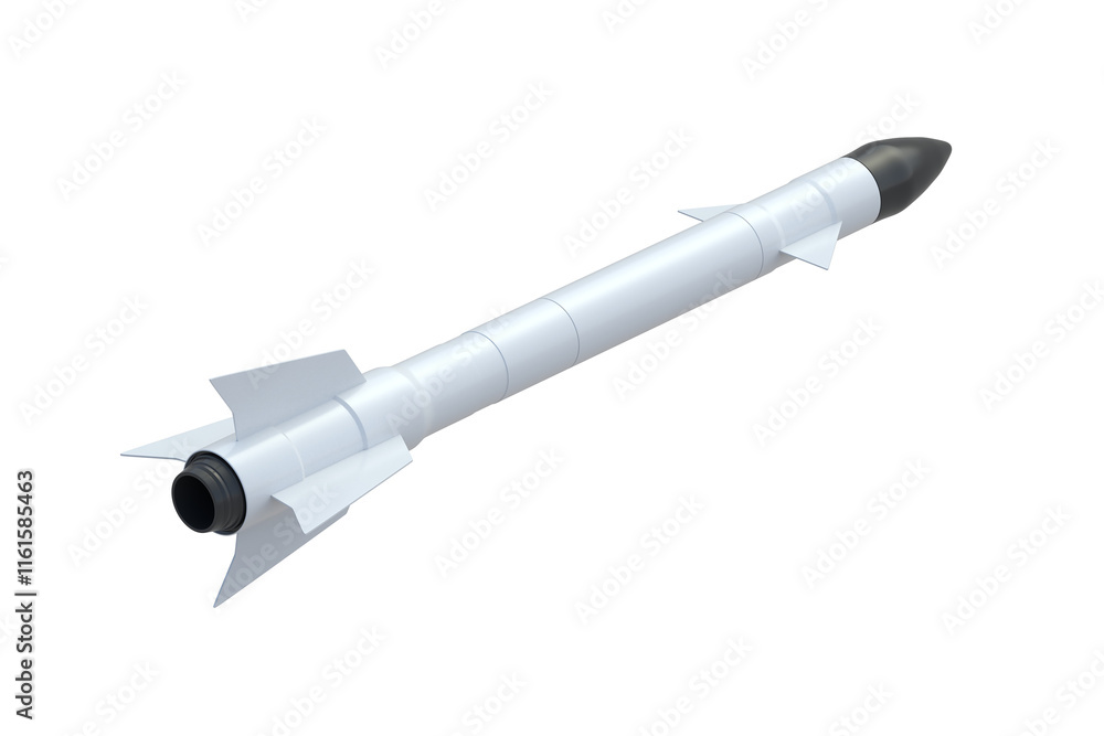 One cruise missile isolated on white background. Nuclear, ballistic ...