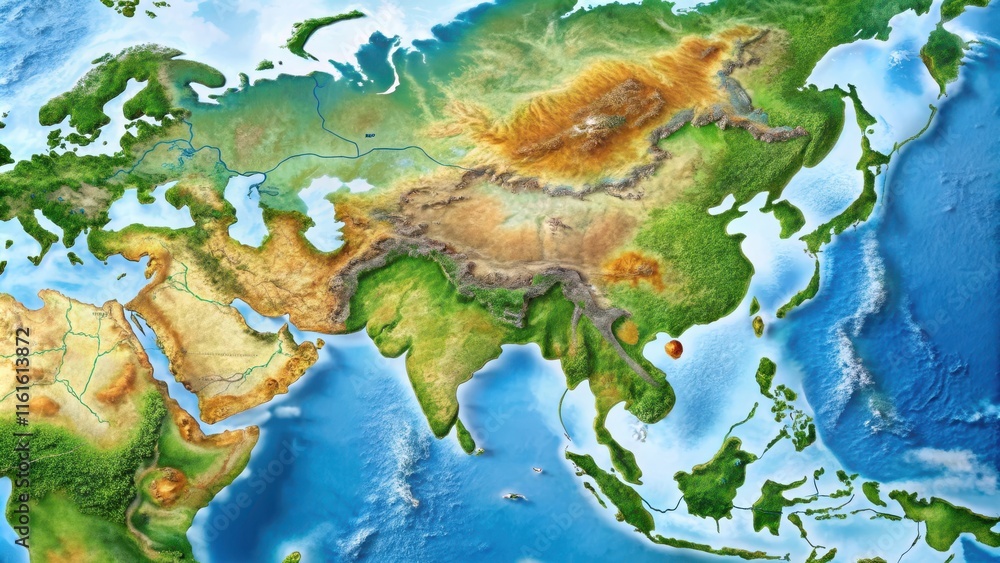 High resolution 4k map of the Asia Pacific region with detailed country ...