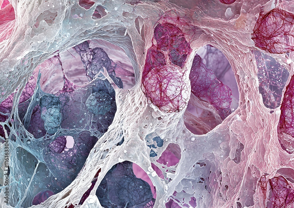 Extreme close-up of plant cell wall, detailed cellulose fibers ...