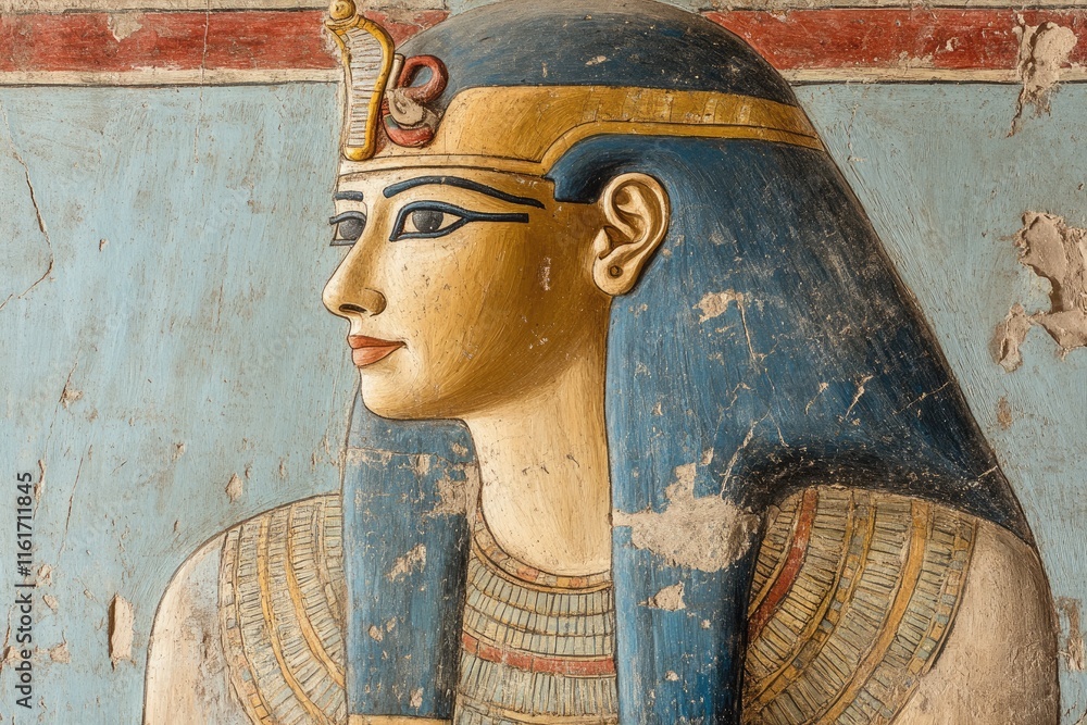 Ilustración de Stock Ancient Egyptian mural: divine figure, pharaoh ...