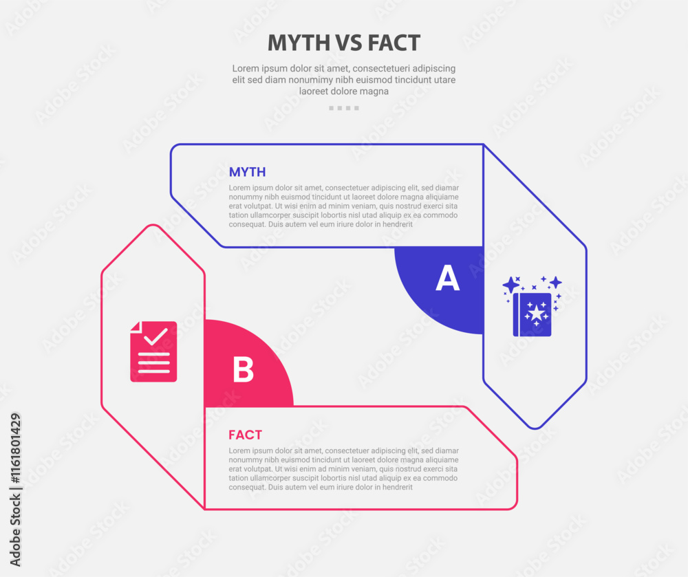 myth vs facts infographic outline style with 2 point comparison ...