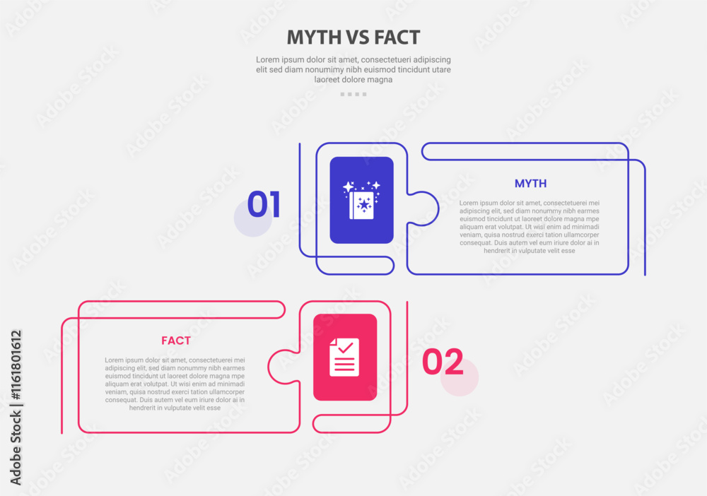 myth vs facts infographic outline style with 2 point comparison ...