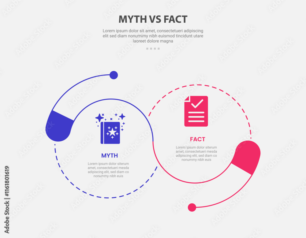 myth vs facts infographic outline style with 2 point comparison ...