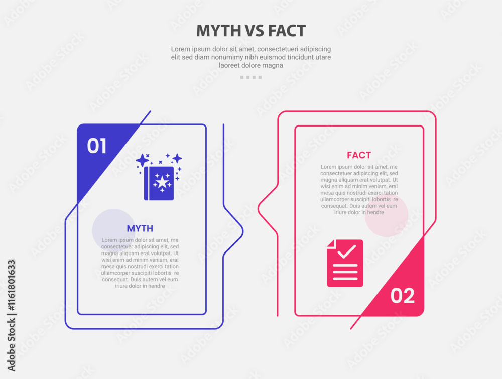 myth vs facts infographic outline style with 2 point comparison ...